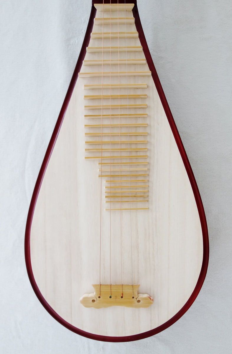 Pipa, kids' size, Hardwood, Bone Flower Head, Redwood frets/pegs (Chin ...